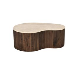 Mid.you Couchtisch, Walnuss, Holzwerkstoff, Travertinoptik, Freiform, 60x34x90 cm, Wohnzimmer, Wohnzimmertische, Couchtische