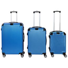 Novel Reisekofferset, Blau, Metall, Kunststoff, Textil, 3-teilig, 30x76x49 cm, Bsci, Zahlenschloss, 360&deg;-Rollensystem, Tragehenkel, Netzfach, Freizeit, Koffer & Taschen, Kofferset