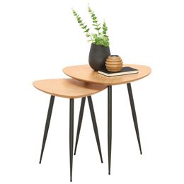 Xora Satztisch, Schwarz, Eiche, Holz, Metall, Holzwerkstoff, 2-teilig, Eiche, furniert, Freiform, konisch, 40x48x48 cm, Wohnzimmer, Wohnzimmertische, Beistelltische