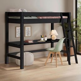 P & B Hochbett, Schwarz, Holz, Kiefer, massiv, links montierbar, rechts montierbar, 216x209x180 cm, FSC Mix, Kinderzimmer & Jugendzimmer, Kinderm&ouml;bel, Kinderbetten, Hochbetten