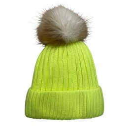 Kumixi M&uuml;tze Damen Gr&ouml;&szlig;e 55/60 hellbeige / braun / neongelb