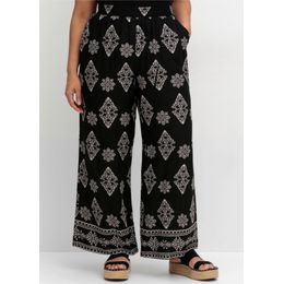 sheego by Joe Browns sheego Gro&szlig;e Gr&ouml;&szlig;en Schlupfhose mit weiter, gerader Beinform, schwarz-gemustert, Gr&ouml;&szlig;e 56 - Damen