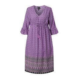 Ulla Popken Kleid Damen Gr&ouml;&szlig;e 42/44 dunkellila / schwarz Sommerkleid