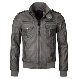 INDICODE Jeans Bikerjacke 'Inco' Herren Gr&ouml;&szlig;e M rauchgrau Sommerjacke