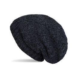 styleBREAKER Beanie 'Chenille Beanie M&uuml;tze mit Flecht Muster' female size 54/64 Night blue