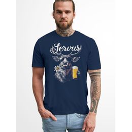 Neverless Shirt 'Servus 3 Bier' Herren Gr&ouml;&szlig;e M navy