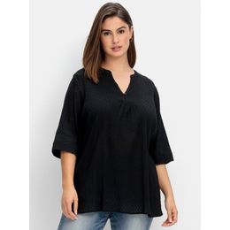 sheego Damen Tunika mit 3/4-&Auml;rmeln, schwarz, Gr&ouml;&szlig;e 54