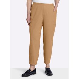 sheego Gro&szlig;e Gr&ouml;&szlig;en Hose aus Flanell, mit Barrel-Leg, camel, Gr&ouml;&szlig;e 58 - Damen