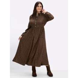 sheego Gro&szlig;e Gr&ouml;&szlig;en A-Linien-Kleid mit Leoprint, schoko-gemustert, Gr&ouml;&szlig;e 44 - Damen