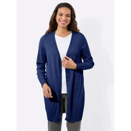 WITT Damen Longstrickjacke mit gerippten B&uuml;ndchen, royalblau, Gr&ouml;&szlig;e 46