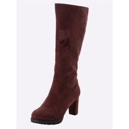 sheego Damen Weitschaftstiefel, Rot, Gr. 37, Stiefel, Material: Microfiber