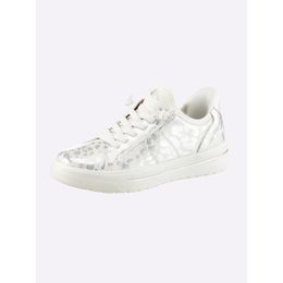 Jana Damen Sneaker mit Einschlupf ohne B&uuml;cken, wei&szlig;-gemustert, Gr&ouml;&szlig;e 42