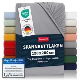 Blumtal Spannbettlaken, Grau, Textil, 120x200 cm, Oeko-Tex&reg; Standard 100, Schlaftextilien, Bettw&auml;sche, Bettlaken