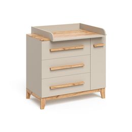 Vitalispa Wickelkommode, Kaschmir, Eiche Artisan, Holzwerkstoff, 3 Schubladen, Rechteckig, 98x98x52 cm, Babym&ouml;bel, Wickelkommoden & Zubeh&ouml;r, Wickelkommoden