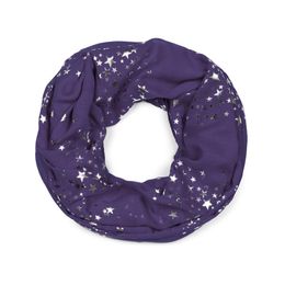 styleBREAKER Schlauchschal 'Loop Schal mit Metallic Sterne Print' Damen Gr&ouml;&szlig;e One Size indigo