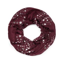styleBREAKER Schlauchschal 'Loop Schal mit Metallic Sterne Print' Damen Gr&ouml;&szlig;e One Size weinrot