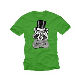 MAKAYA Shirt 'Waschb&auml;r Hut' male size S Light green