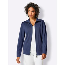Damen Feinstrickjacke, Blau, Gr. 50, CREATION L PREMIUM, Basic Strickjacken, Material: Baumwolle