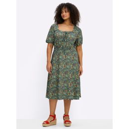 sheego Damen Jerseykleid mit floralem Print, ozean-tiefblau-bedruckt, Gr&ouml;&szlig;e 42