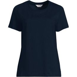 LANDS' END Supima T-Shirt mit Rundhalsausschnitt f&uuml;r Damen, Damen, size: regular, Blau, Baumwolle, by Lands' End