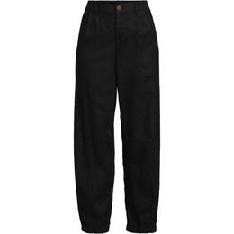 LANDS' END Premium Reinleinen-Barrelhose mit Bundfalten in Petite-Gr&ouml;&szlig;e, Damen, size: petite, Schwarz, Leinen, by Lands' End