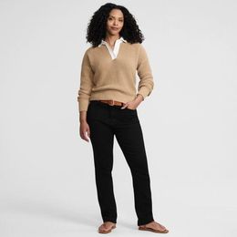 LANDS' END Unifarbene Straight Fit Jeans Mid Waist, Damen, size: regular, Schwarz, Elasthan/Baumwoll-Mischung/Polyester-Mischung, by Lands' End
