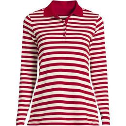 LANDS' END Supima-Poloshirt mit langen &Auml;rmeln f&uuml;r Damen, Damen, size: regular, Rot, Baumwolle, by Lands' End