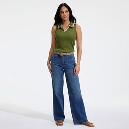 LANDS' END Recover Jeans High Waist mit weitem Bein in Tall-Gr&ouml;&szlig;e, Damen, size: tall, Blau, by Lands' End