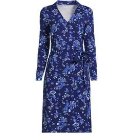 LANDS' END Wickelkleid aus Baumwolle/Modal-Mix f&uuml;r Damen in Petite-Gr&ouml;&szlig;e, Damen, size: petite, Blau, Baumwolle Modal, by Lands' End
