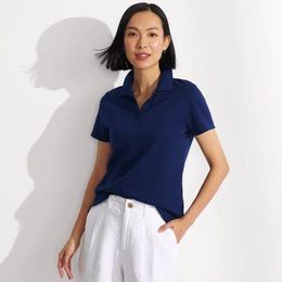 LANDS' END Supima-Poloshirt f&uuml;r Damen, Damen, size: regular, Blau, Baumwolle, by Lands' End
