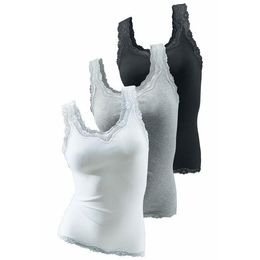 H.I.S. H.I.S Tanktop 'mit Spitze' mehrfarbig Gr. 36/38 f&uuml;r Damen. Rundhals und Spitze. K&ouml;rpernah. Nachhaltig.