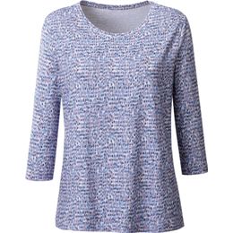 CR&Eacute;ATION L Damen 3/4-Arm-Shirt im Mix aus Baumwolle und Modal hellblau-steingrau-bedruckt Gr&ouml;&szlig;e 38
