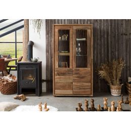WOLF M&Ouml;BEL Vitrine Akazie 98x40x180 natur lackiert BARK #108
