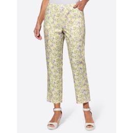 WITT Damen 7/8-Hose mit Blumenmuster, champagner-flieder-bedruckt, Gr&ouml;&szlig;e 56