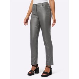 WITT Damen 5-Pocket-Hose in Leder-Optik, anthrazit, Gr&ouml;&szlig;e 38