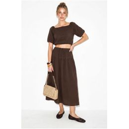 Baumwoll-Seersucker-Bluse und Midirock-Set