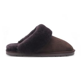 Damen-Winterpantoffeln aus echtem Schaffell, braunes Wildleder &ndash; Luna