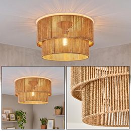 hofstein Boho-Deckenleuchte Tamir mit zweistufigem Seilschirm, E27, Schirm in Naturfarben Aus Metall, &oslash; 45 cm, extern dimmbar, Lichteffekt an der Decke