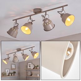 Sandfarbener Deckenstrahler Safari, 4 dreh- und schwenkbare Leuchtenk&ouml;pfe Metall in Sandfarben, Metallschirme, E14, f&uuml;r Flur und Eingangsbereich