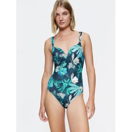 Triumph Badeanzug "Summer Fleur" in Petrol - 61% | Gr&ouml;&szlig;e 44D-Cup | Damen-bademode