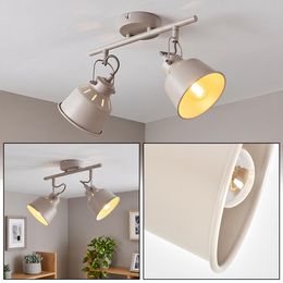 hofstein Moderne Deckenleuchte Safari mit dreh- und schwenkbaren Leuchtenk&ouml;pfen, in Sandfarben 2-flammig, Metallschirme &oslash; 11 cm, E14-Fassung, extern dimmbar
