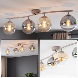 hofstein Moderne Kugel-Deckenleuchte Gastor mit Glasschirmen in Bernstein, Rauch und Klar Metallgestell in Sandfarben, &oslash; 15 cm, E14, 25 Watt, extern dimmbar