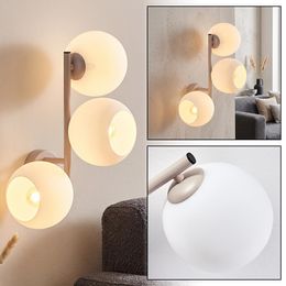 hofstein Moderne Kugel-Wandleuchte Koyoto mit drei teilweise ge&ouml;ffneten Glasschirmen, E14 Sandfarbenes Metallgestell, &oslash; 15 cm, 25 Watt, extern dimmbar