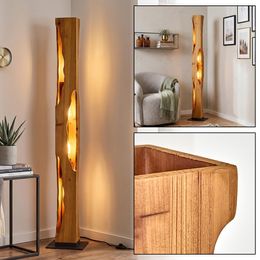 hofstein Holz-Stehleuchte Sernadelo mit geschwungenen Aussparungen und 4 Leuchtstellen Metallfu&szlig;, naturfarbener Korpus, H&ouml;he 141 cm, E27-Fassung, Fu&szlig;schalter