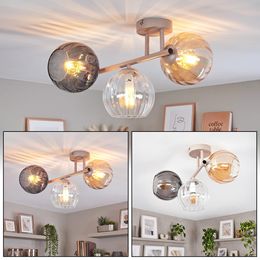 hofstein Moderne Kugel-Deckenleuchte Koyoto mit Cluster-Anordnung und Rauchglasschirmen Aus Metall in Sandfarben, &oslash; 15 cm, E14, Lichteffekt an der Decke