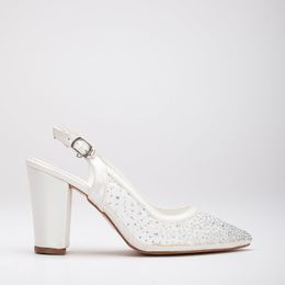 Monique Elfenbein Spitze Slingback Schuhe