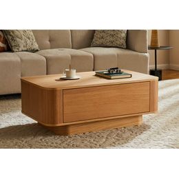 Riess Ambiente Nordischer Couchtisch VALHALLA WOOD 100cm natur Eichenholz mit Schublade Riess-Ambiente Sofatisch Wohnzimmertisch rechteckig