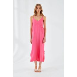 V-Ausschnitt Schlitz-Midi-Kleid