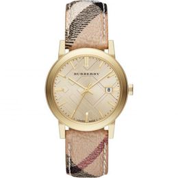 Burberry BU9026 The City Champagner Zifferblatt Check Armband Damenuhr