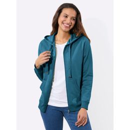 WITT Damen Sweatjacke mit K&auml;nguru-Taschen, topas, Gr&ouml;&szlig;e 48